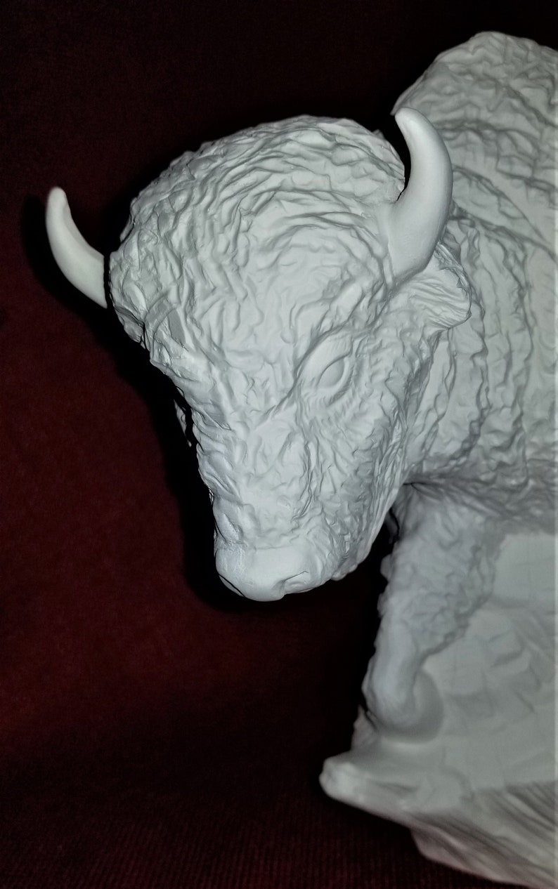 Unpainted Ceramic Bisque Bison on Driftwood Running Buffalo Bust Ready ...