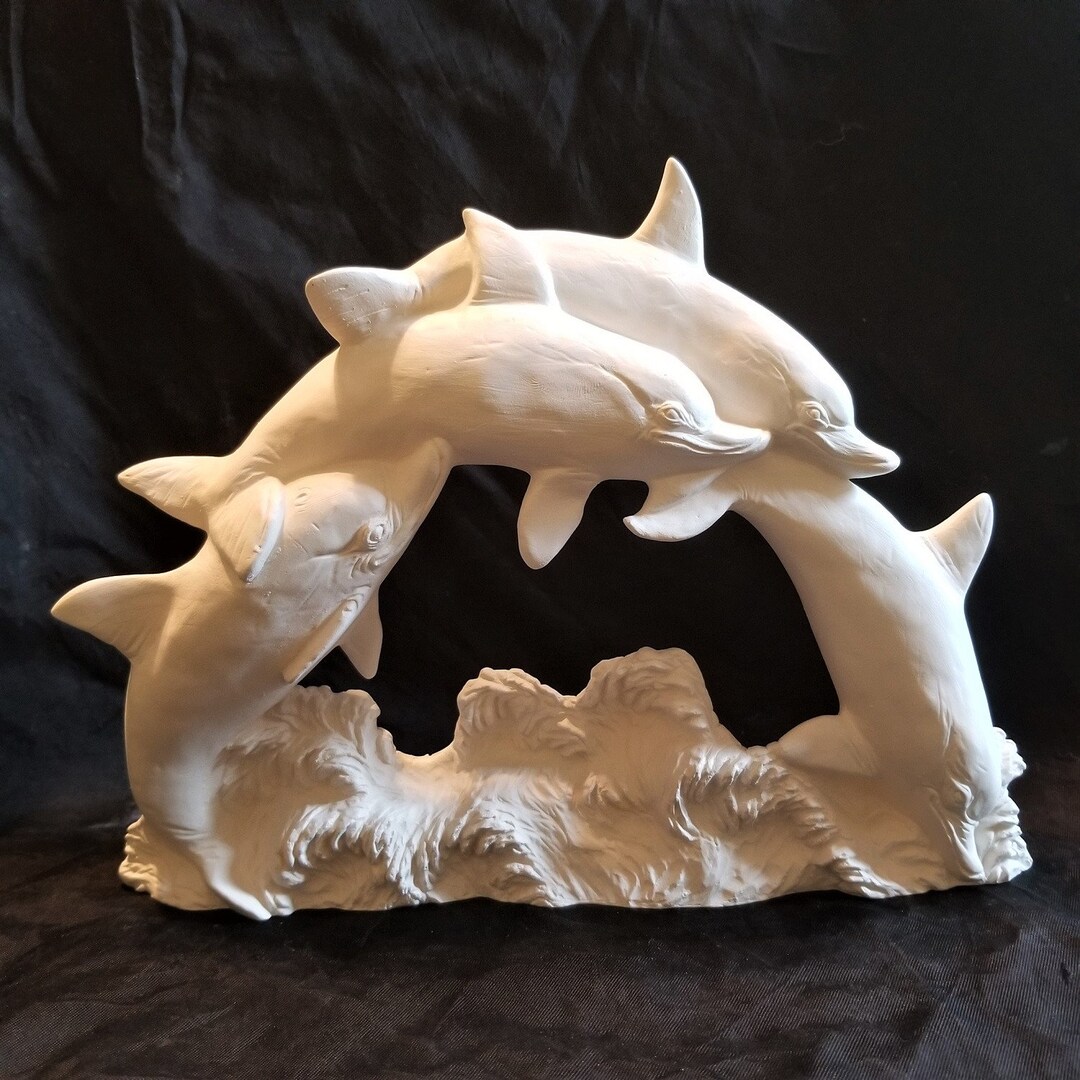 Unpainted Ceramic Bisque Dolphin Arch With Excellent Detail Sea Life ...