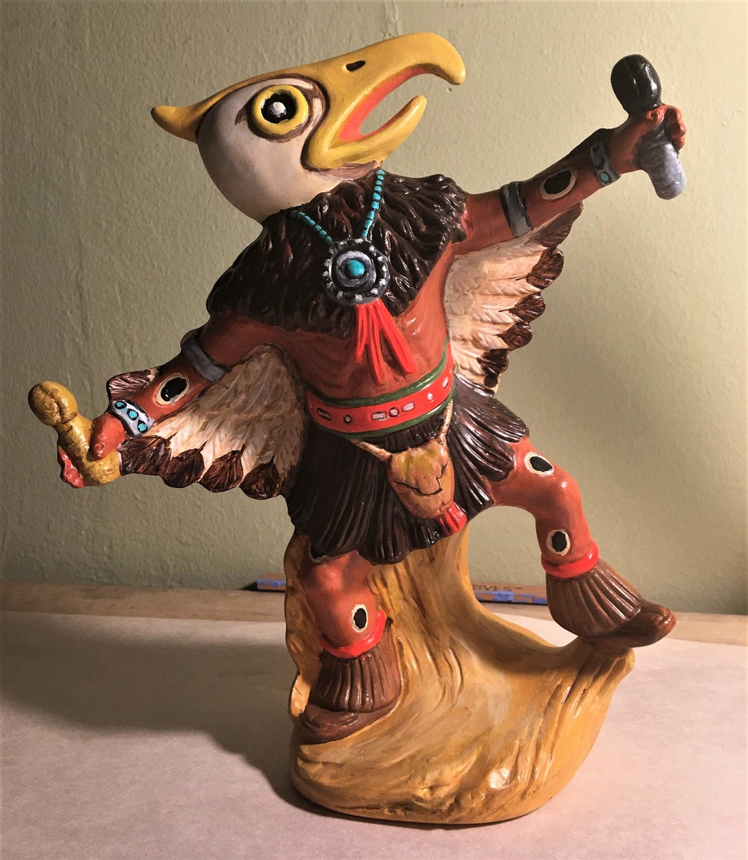 Unpainted Ceramic Eagle Kachina Doll Sculpture Native American Indian ...