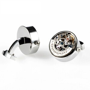 Movable Cufflinks Winding Working Watch Mechanism Cuff Link Steampunk ...