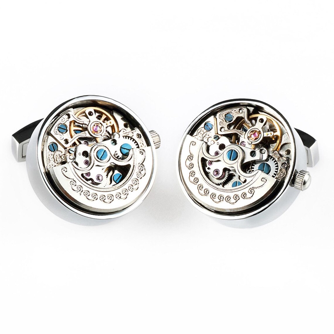 Movable Cufflinks Winding Working Watch Mechanism Cuff Link - Etsy