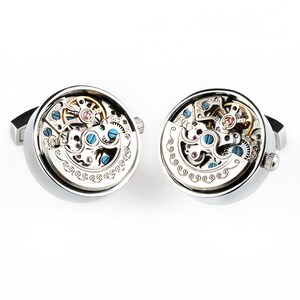 Movable Cufflinks Winding Working Watch Mechanism Cuff Link Steampunk ...