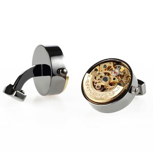 Movable Cufflinks Winding Working Watch Mechanism Cuff Link Steampunk ...