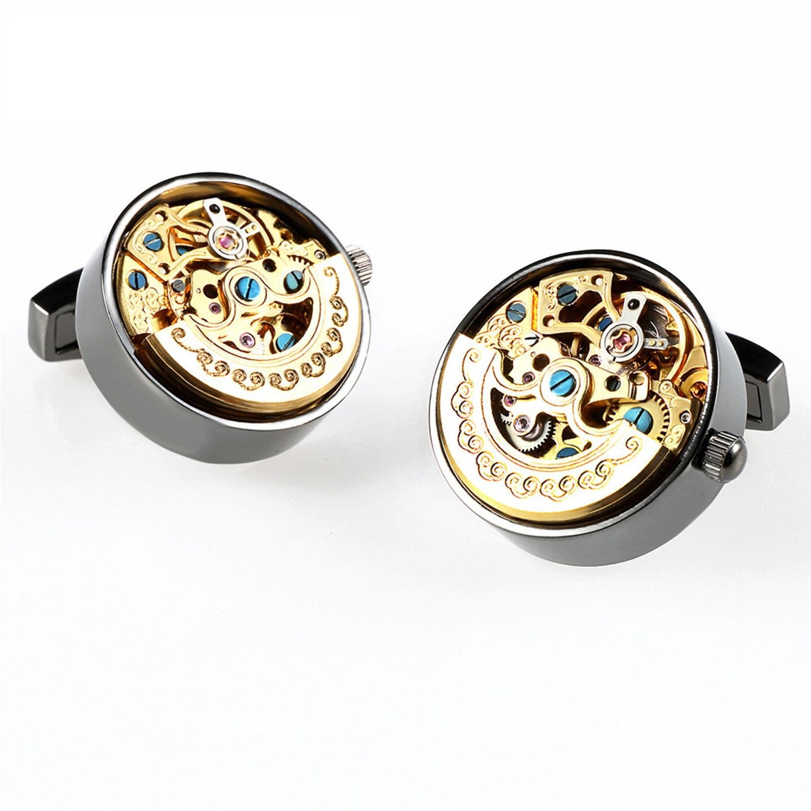 Movable Cufflinks Winding Working Watch Mechanism Cuff Link - Etsy