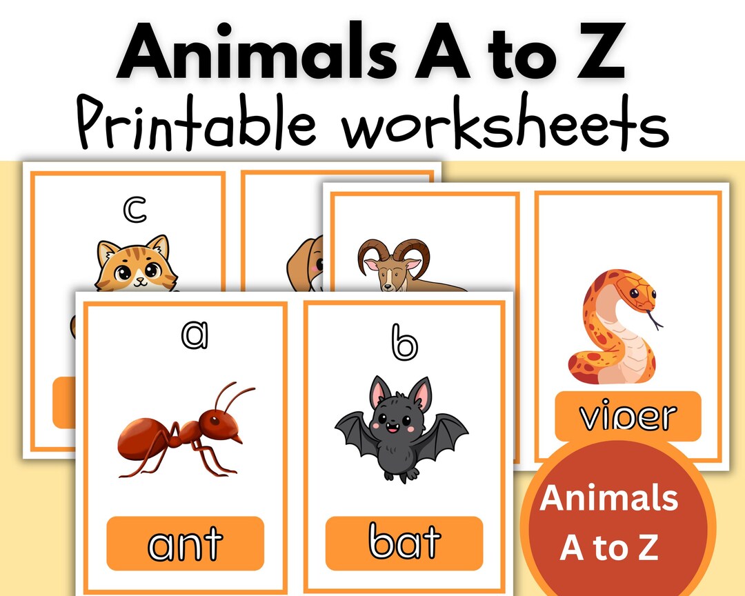Animals A to Z Worksheet | Alphabet Printable PDF | Preschool ...