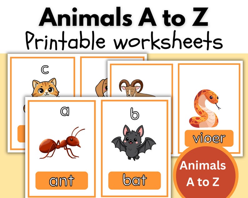 Animals A to Z Worksheet | Alphabet Printable PDF | Preschool ...