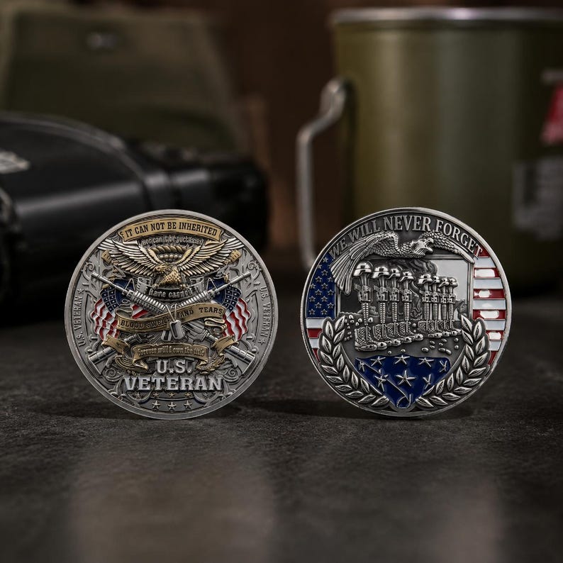 US Veteran Challenge Coin, Patriotic Alloy Commemorative, Military Gift ...