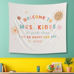 Boho Classroom Tapestry, Personalized Class Decor, Retro Classroom ...