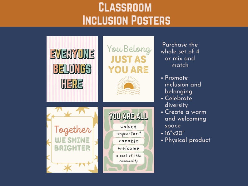 Boho Classroom Inclusion Posters, Positive Decor (16x20) - Etsy