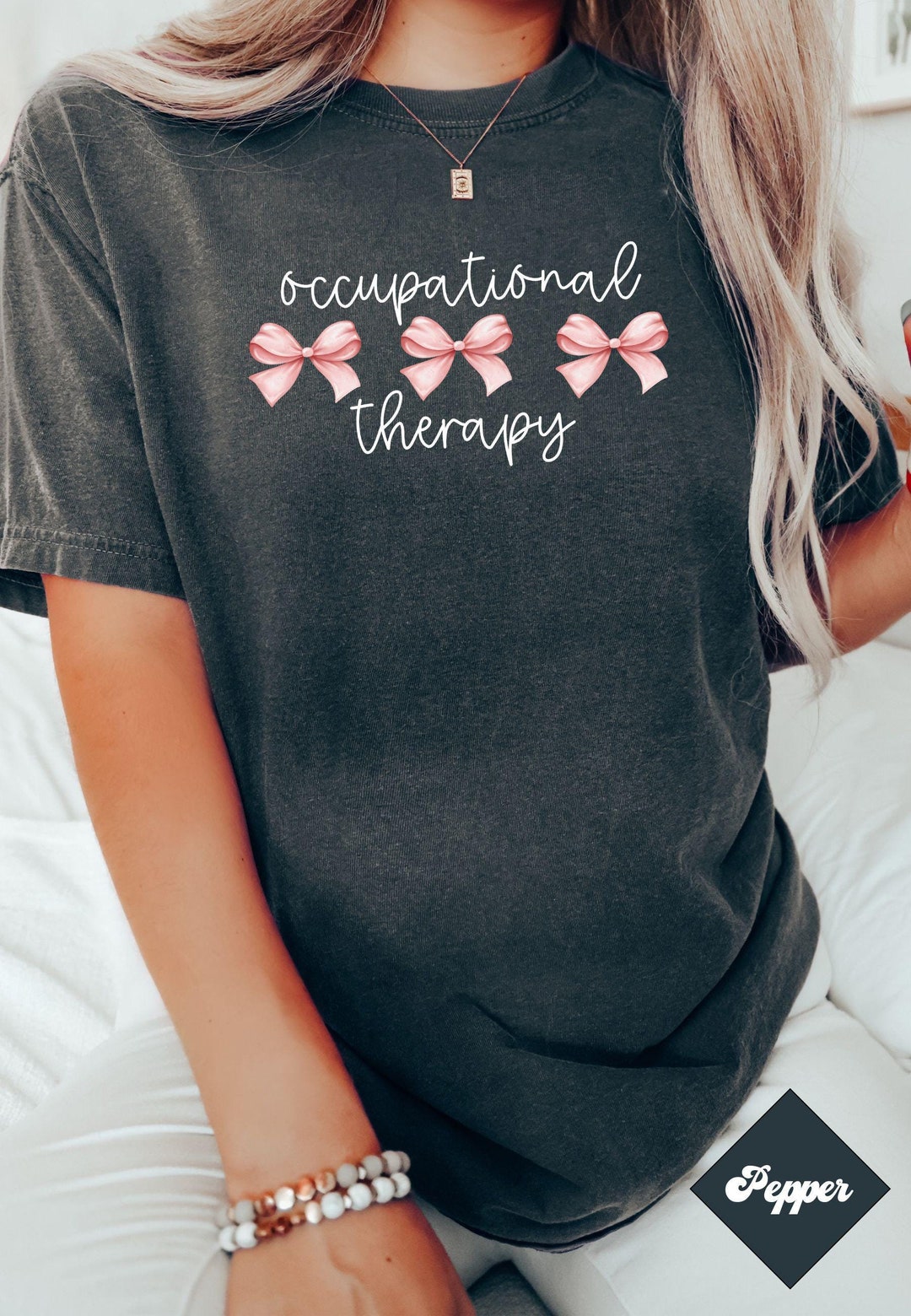 Comfort Colors Occupational Therapy Pink Bows Graphic Tee - Etsy