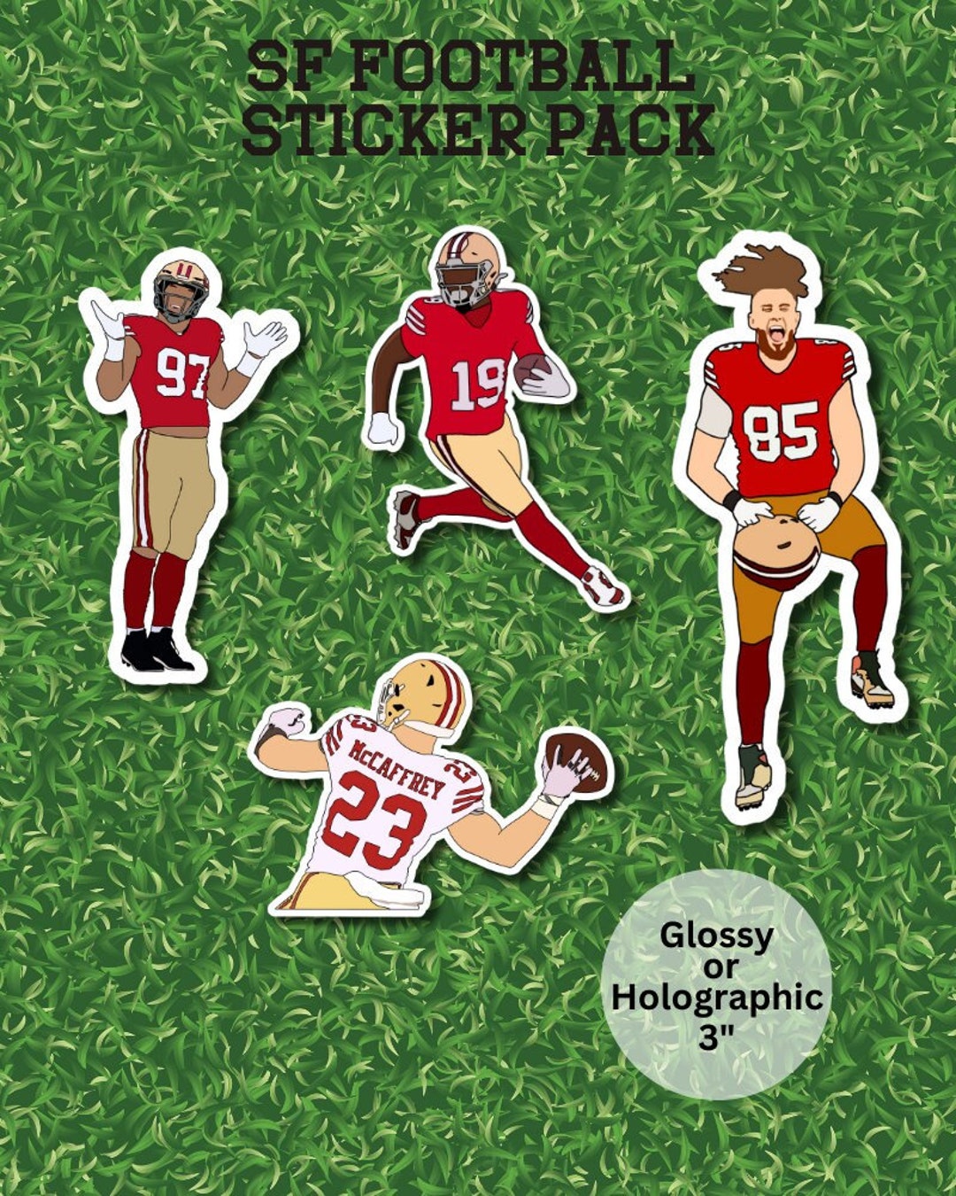 SF Football Sticker Pack, SF Stickers, San Francisco Holographic Glossy ...