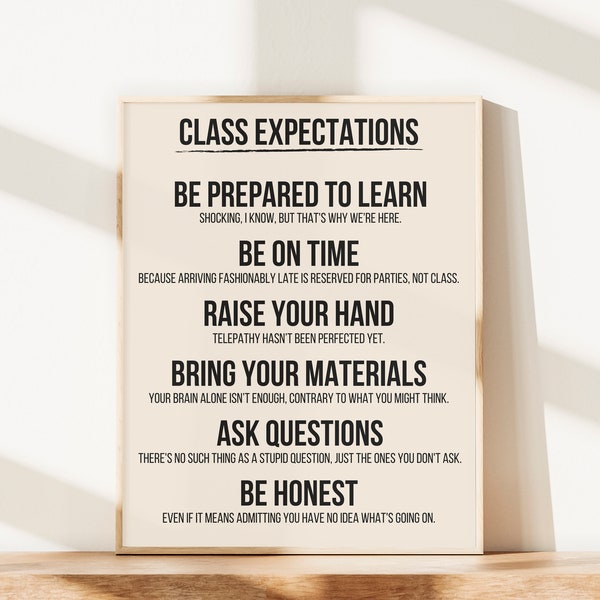 Elementary School Expectations Printed Poster - Etsy