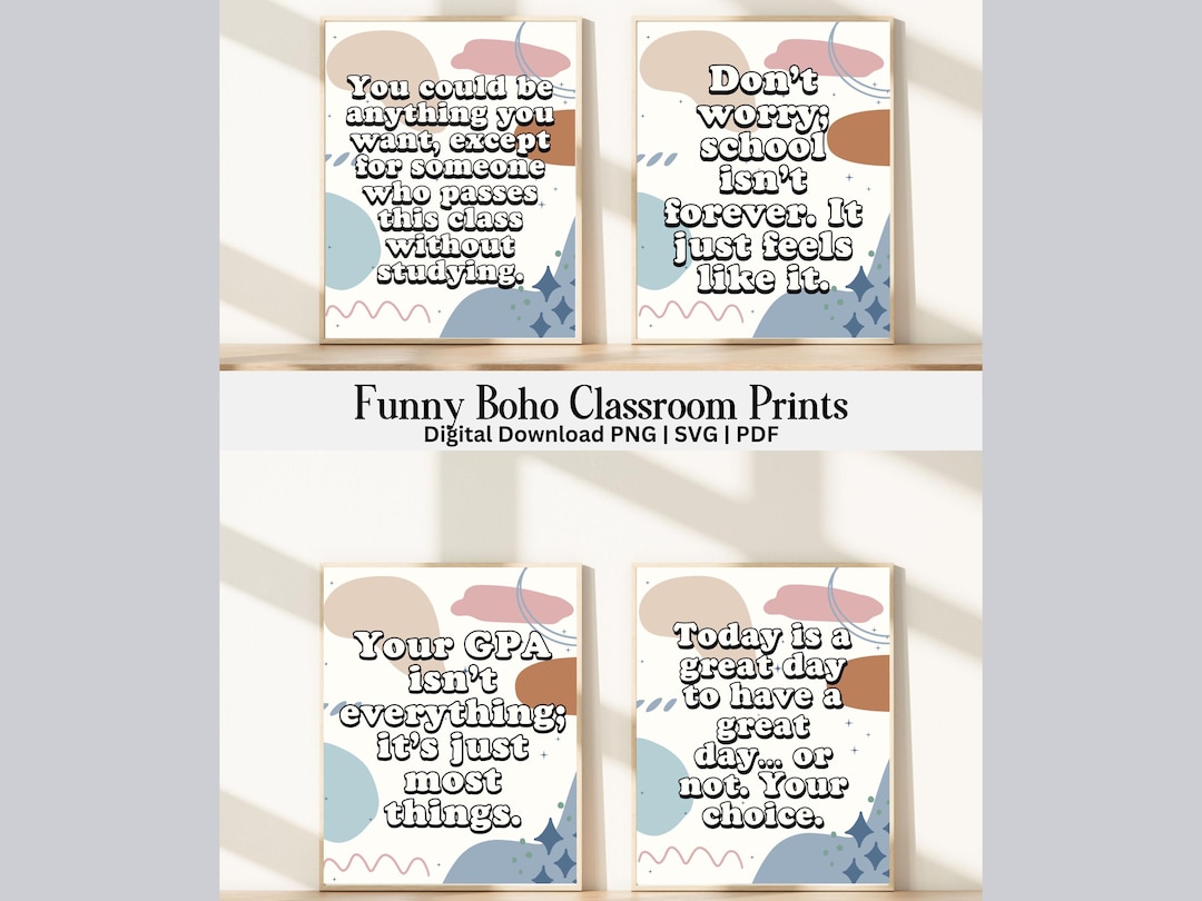 Printable Funny Classroom Decor, Sarcastic Motivational Classroom ...