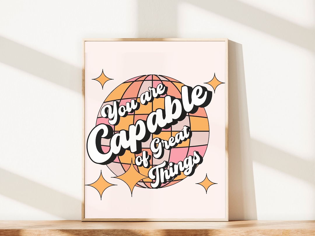 Retro Classroom Poster, 'you Are Capable', Positive Affirmations (matte ...