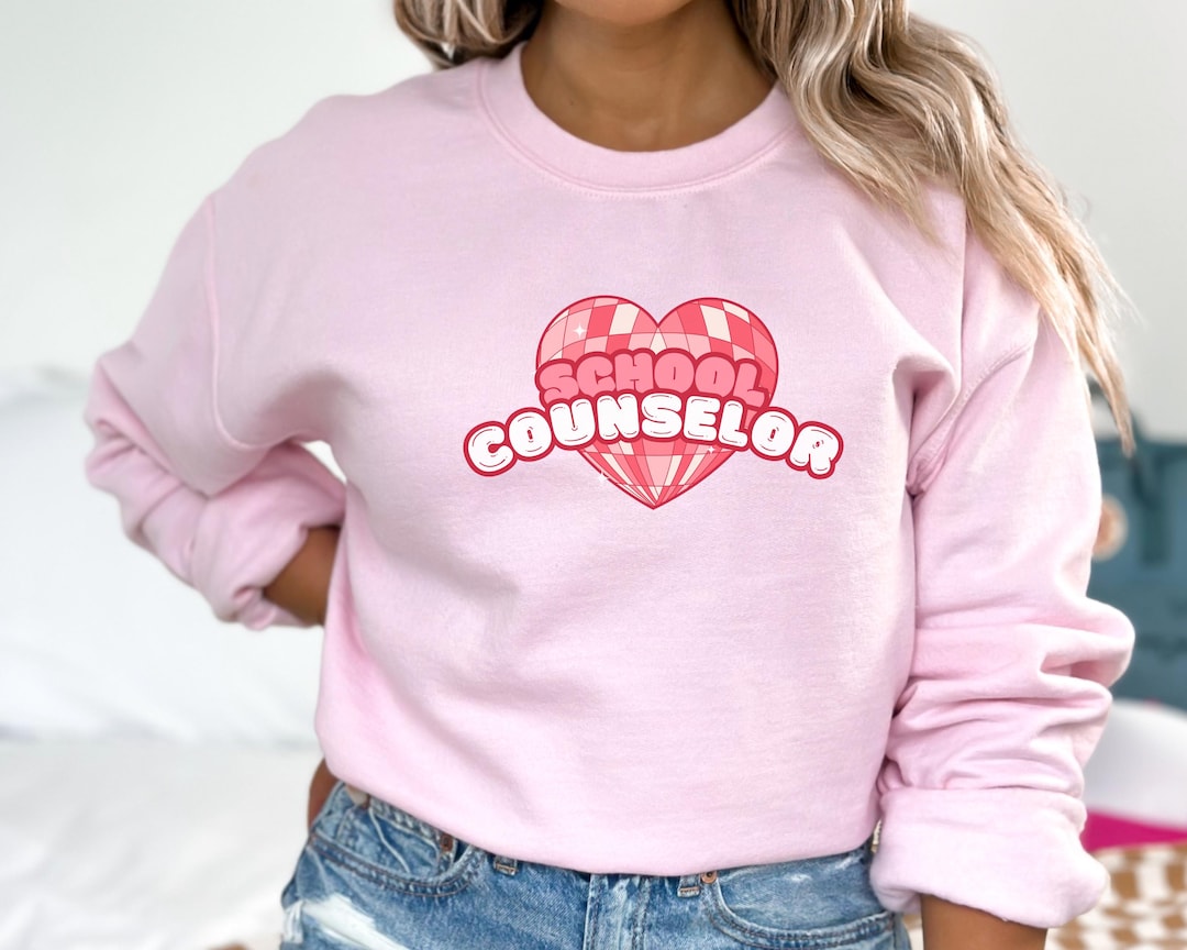 School Counselor Valentines Day Heart Sweatshirt, Retro Counselor Heart ...