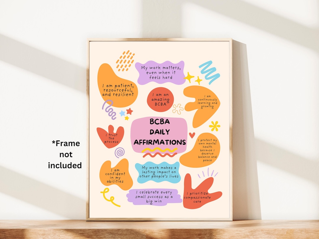 BCBA Daily Affirmations Poster Wall Art, Aba Therapy Clinic Decor ...