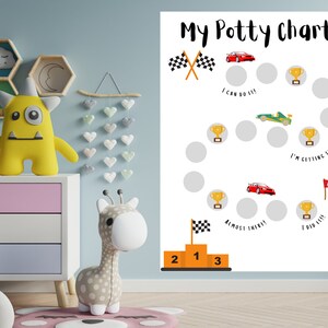 Potty Training Chart Printable, Race Car Toilet Training Token Board ...