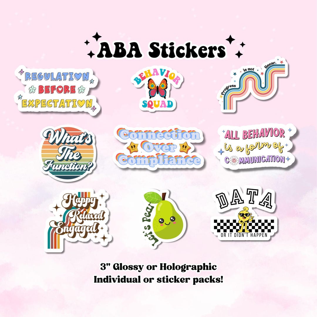 ABA Stickers, Behavior Analysis Sticker Bundle, Holographic Rbt Bcba ...