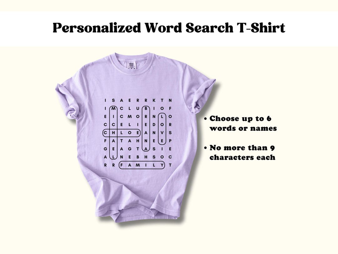 Personalized Family Name Word Search Shirt, Custom Family Tee, Gift for ...