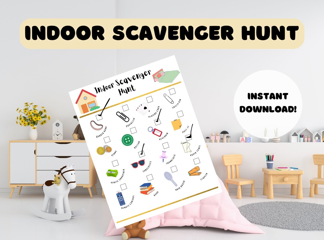 Indoor Scavenger Hunt, Kids Indoor Activities, Printable Scavenger Hunt ...