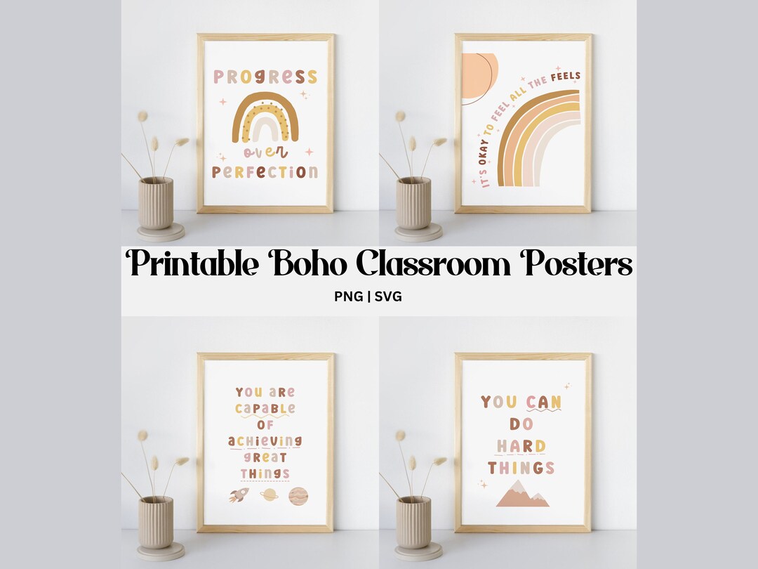 Printable Boho Classroom Decor Posters Bundle, Neutral Classroom Decor ...