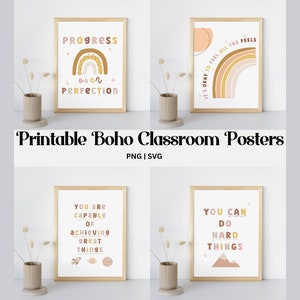 Printable Boho Classroom Decor Posters Bundle, Neutral Classroom Decor ...