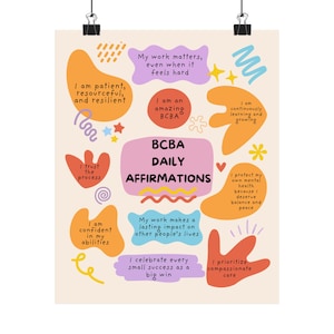 BCBA Daily Affirmations Poster Wall Art, Aba Therapy Clinic Decor ...