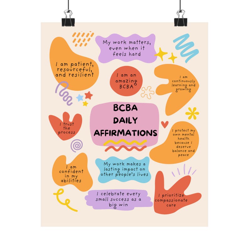 BCBA Daily Affirmations Poster Wall Art, Aba Therapy Clinic Decor ...