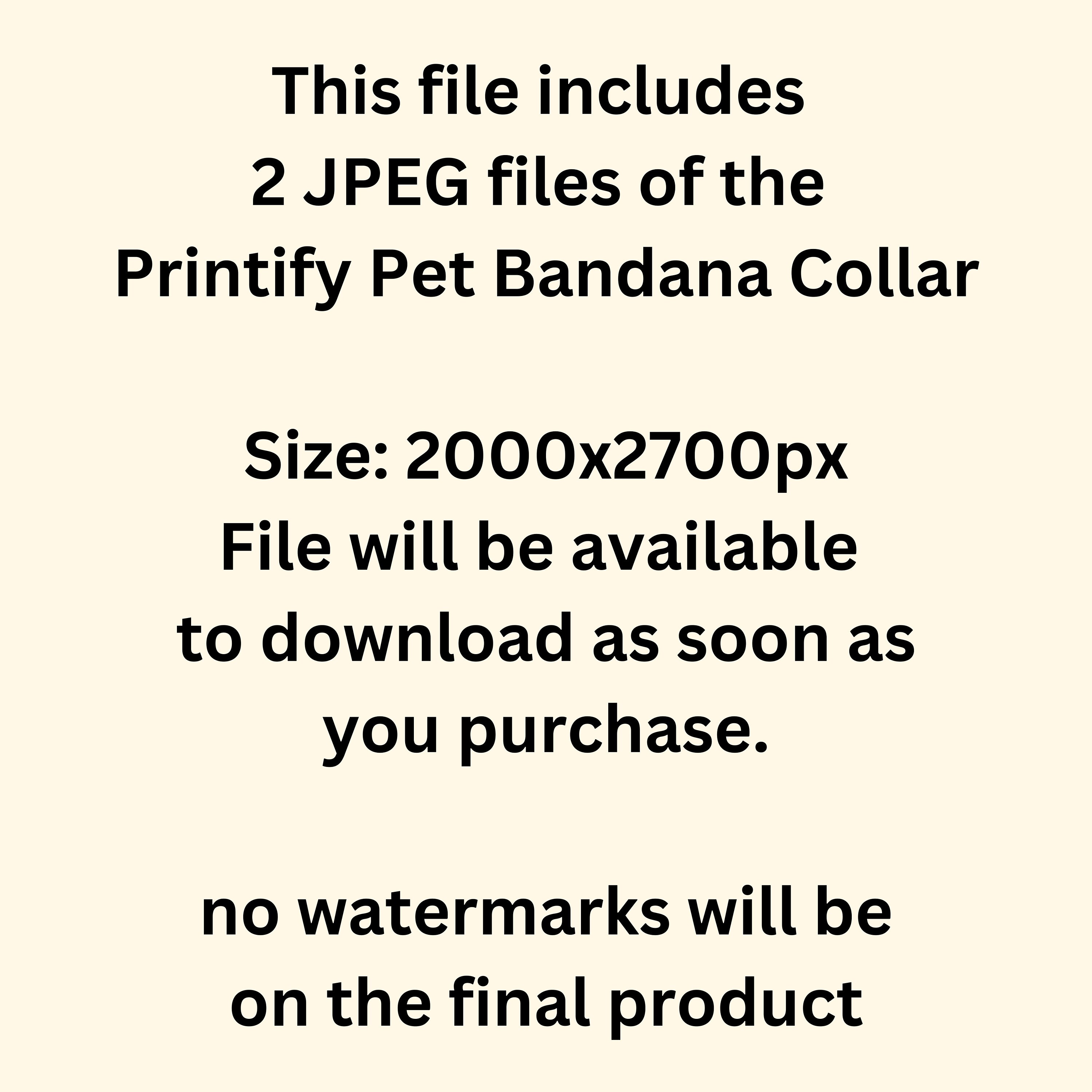 Printify Pet Bandana Collar Size Chart & Care Instructions (digital ...