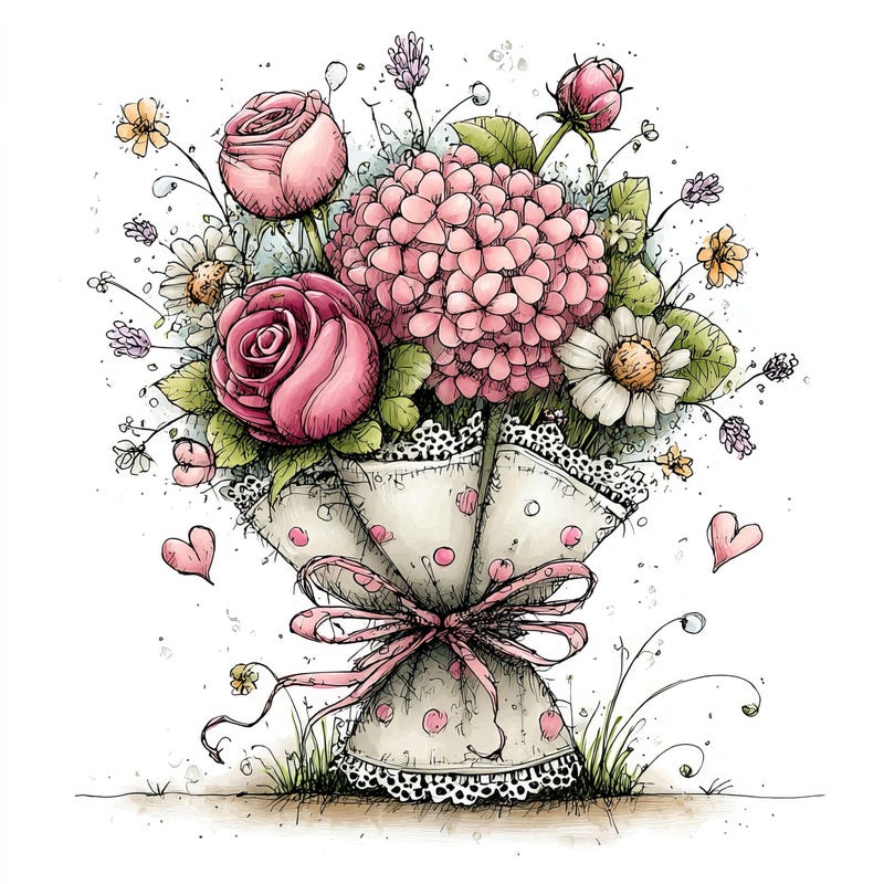 Whimsical Flowers Bouquet - Etsy UK