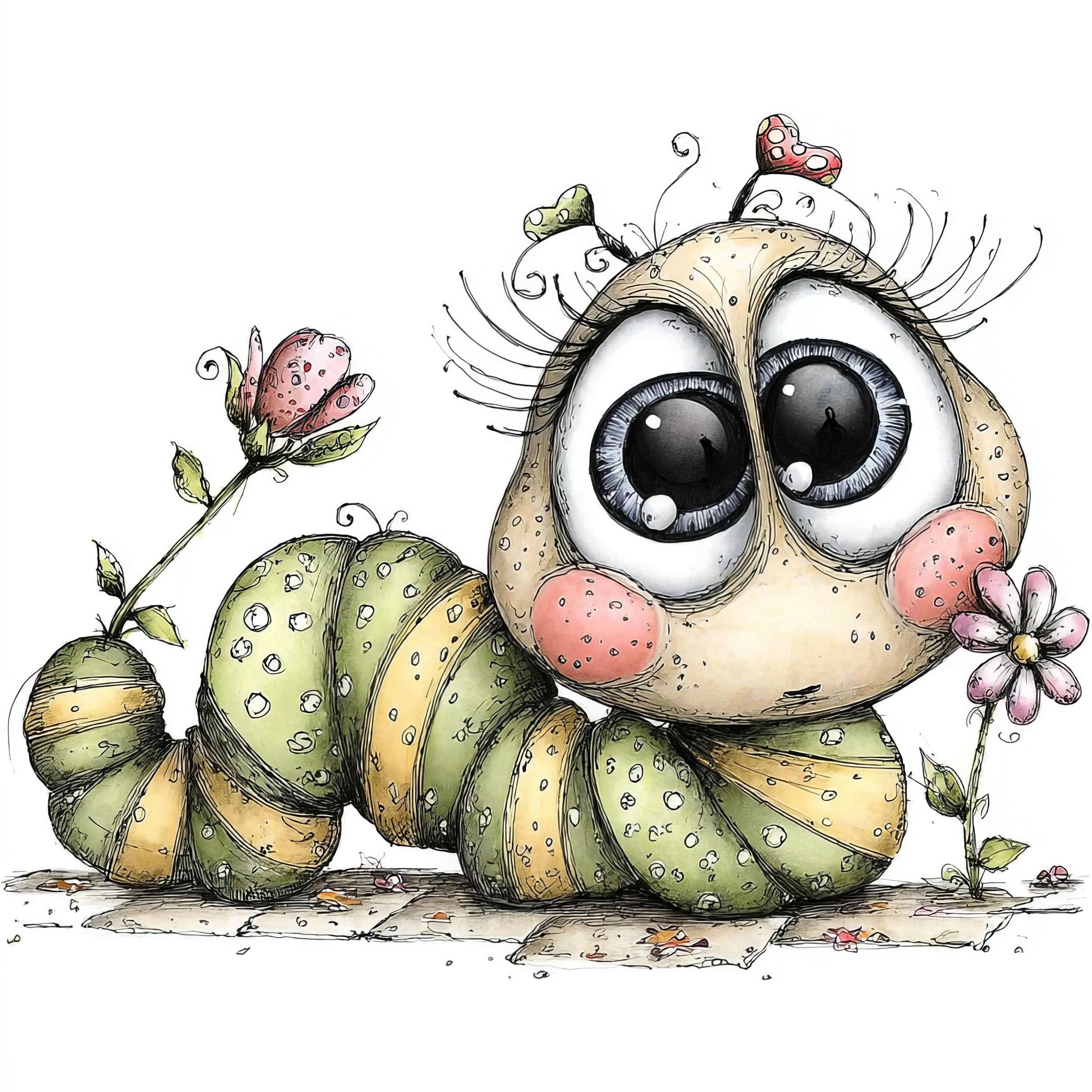 16 JPG Whimsical Spring Caterpillar Clipart, Cute Caterpillar ...