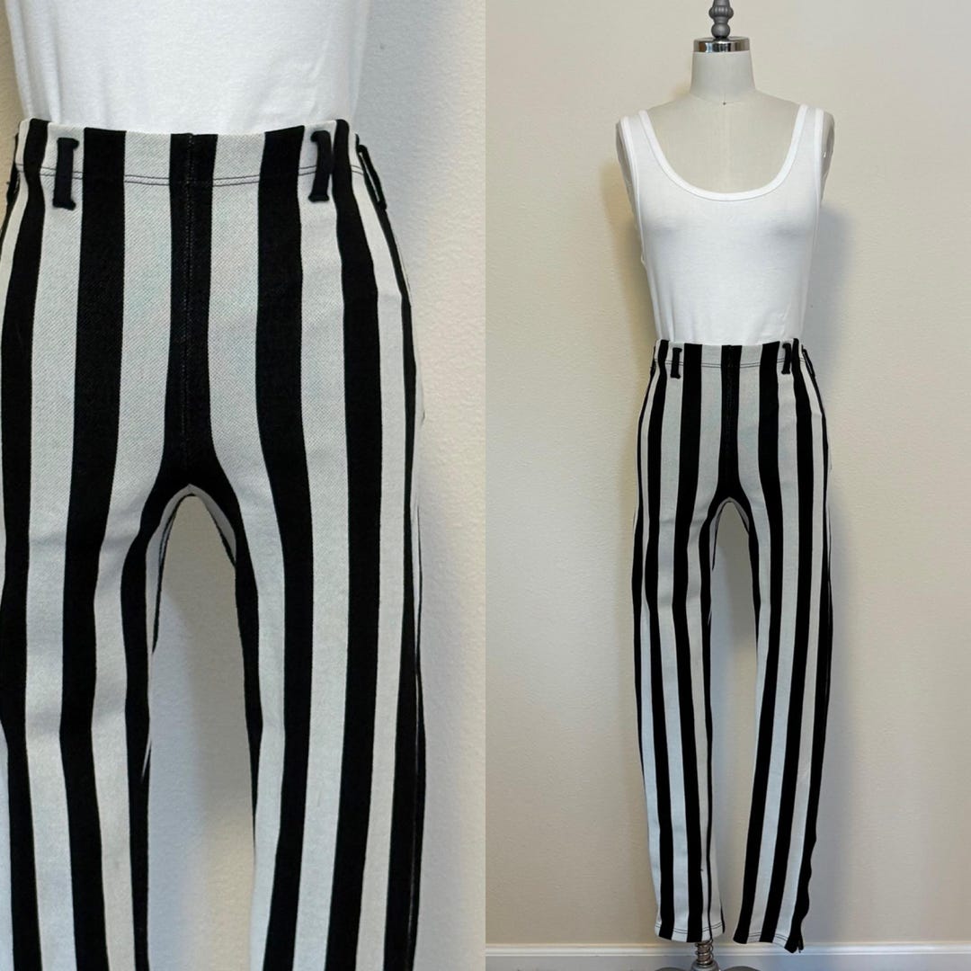 Vintage 60s White Stag Leggings, 1960s Mod Black White Stripe Slim ...