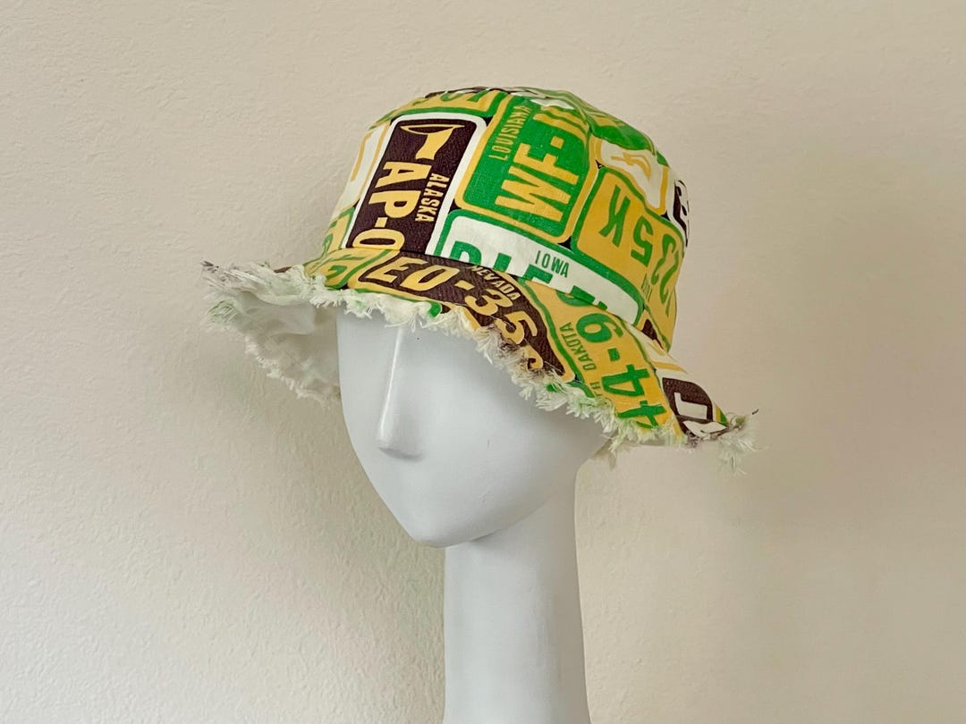 Vintage 70s Novelty Bucket Hat, 1970s Floppy Cotton State License Plate ...