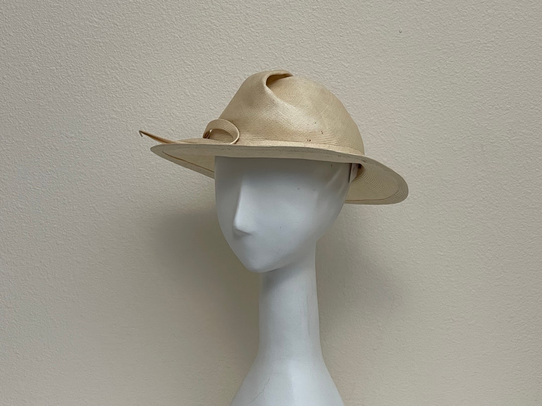 Vintage 80s Adolfo Straw Fedora, 1980s Natural Woven Straw Hat ...
