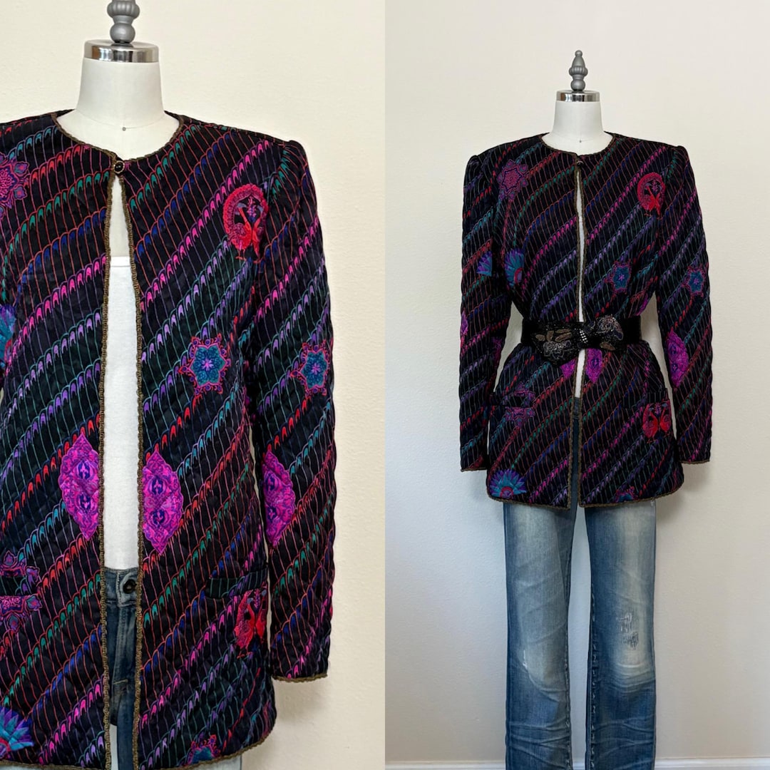 Vintage 80s Emanuel Ungaro Quilted Jacket, Parallele Quilted Silk ...