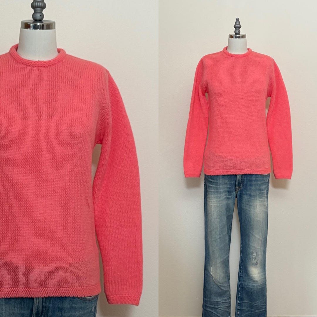 Vintage 60s Deadstock Wool Sweater, 1960s Pandora Coral Pullover ...