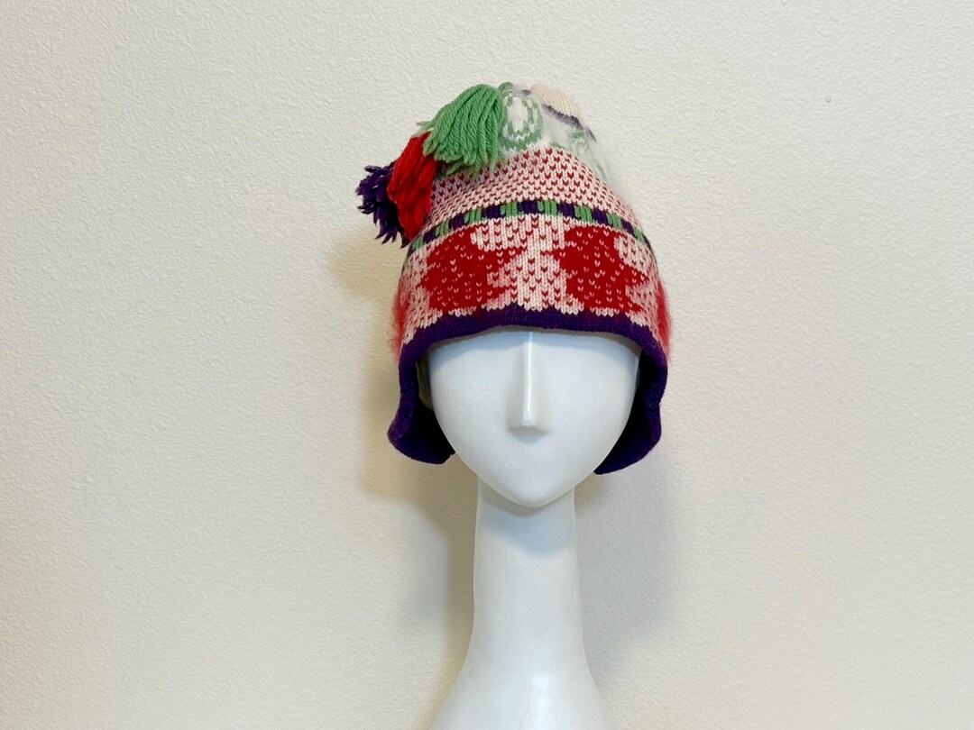 Vintage 80s Ski Hat, 1980s Murray Merkley Wool Fair Isle Ski Cap ...