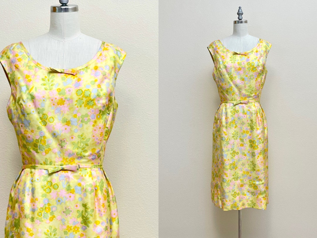 Vintage 1960s Ben Barrack Silk Dress, 60s Mod Watercolor Floral Print ...