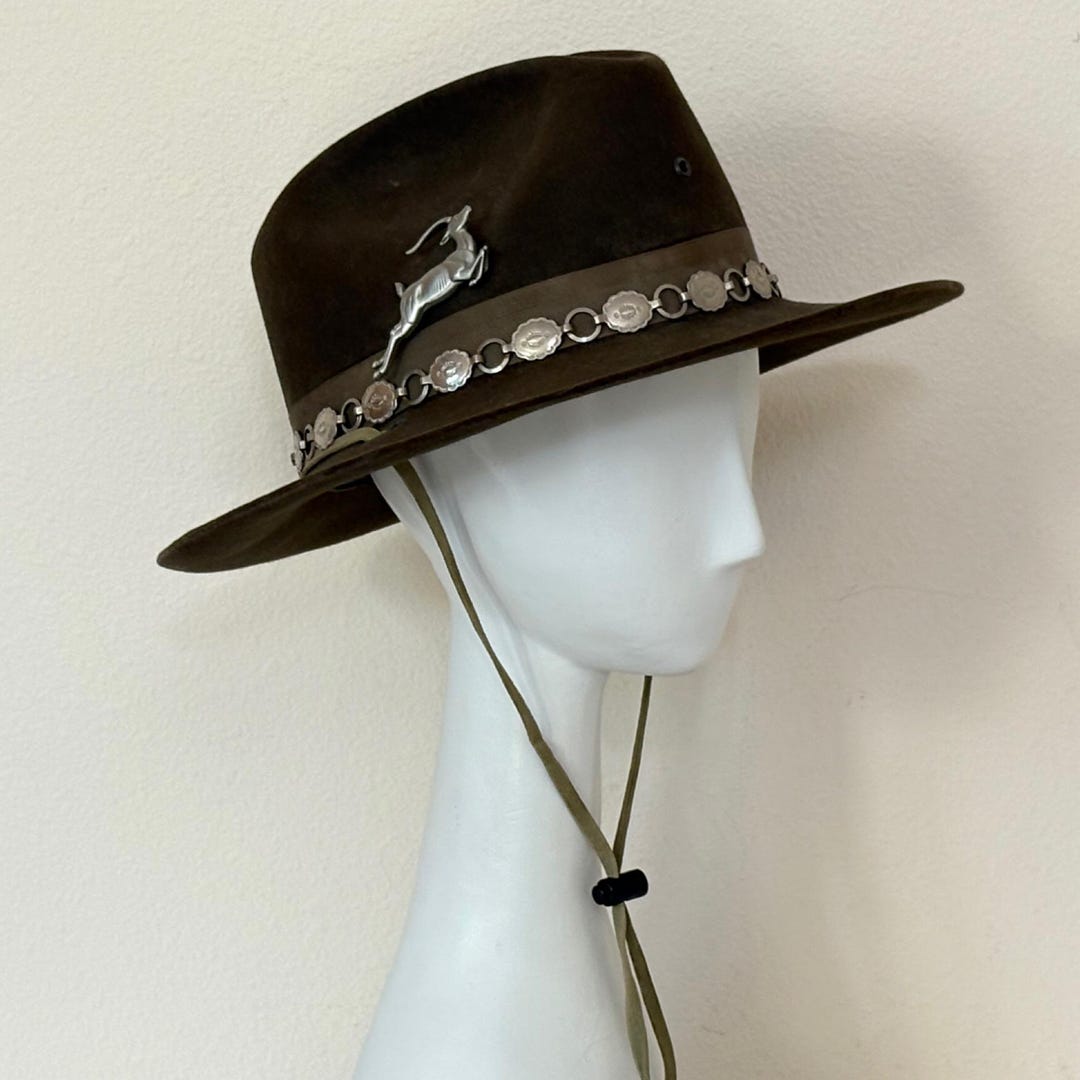 Vintage 80s Stratton Hat, Wide Brim Dark Olive Wool Fedora Hat, Size 7 ...