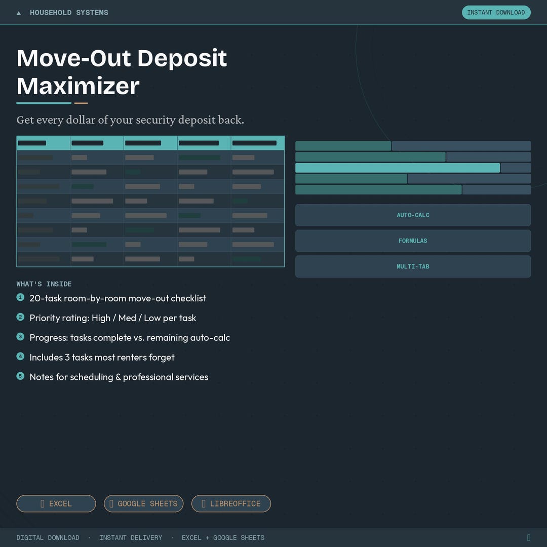 Move-out Deposit Checklist | Apartment Cleaning & Exit Planner ...