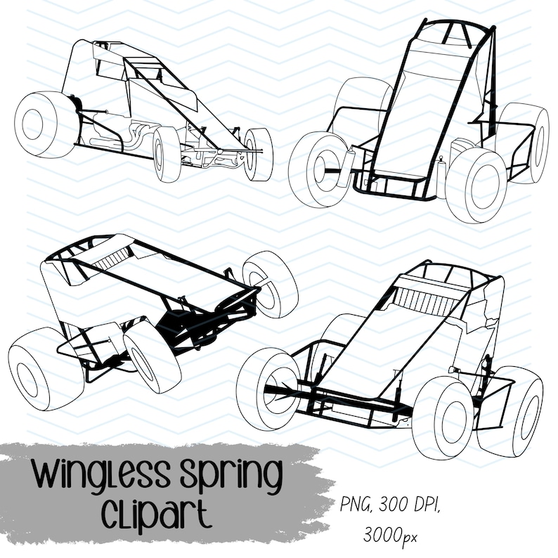 Wingless Sprint Clipart ~ Dirt Oval Racing ~ Race Clipart ~ Sprint Car ...