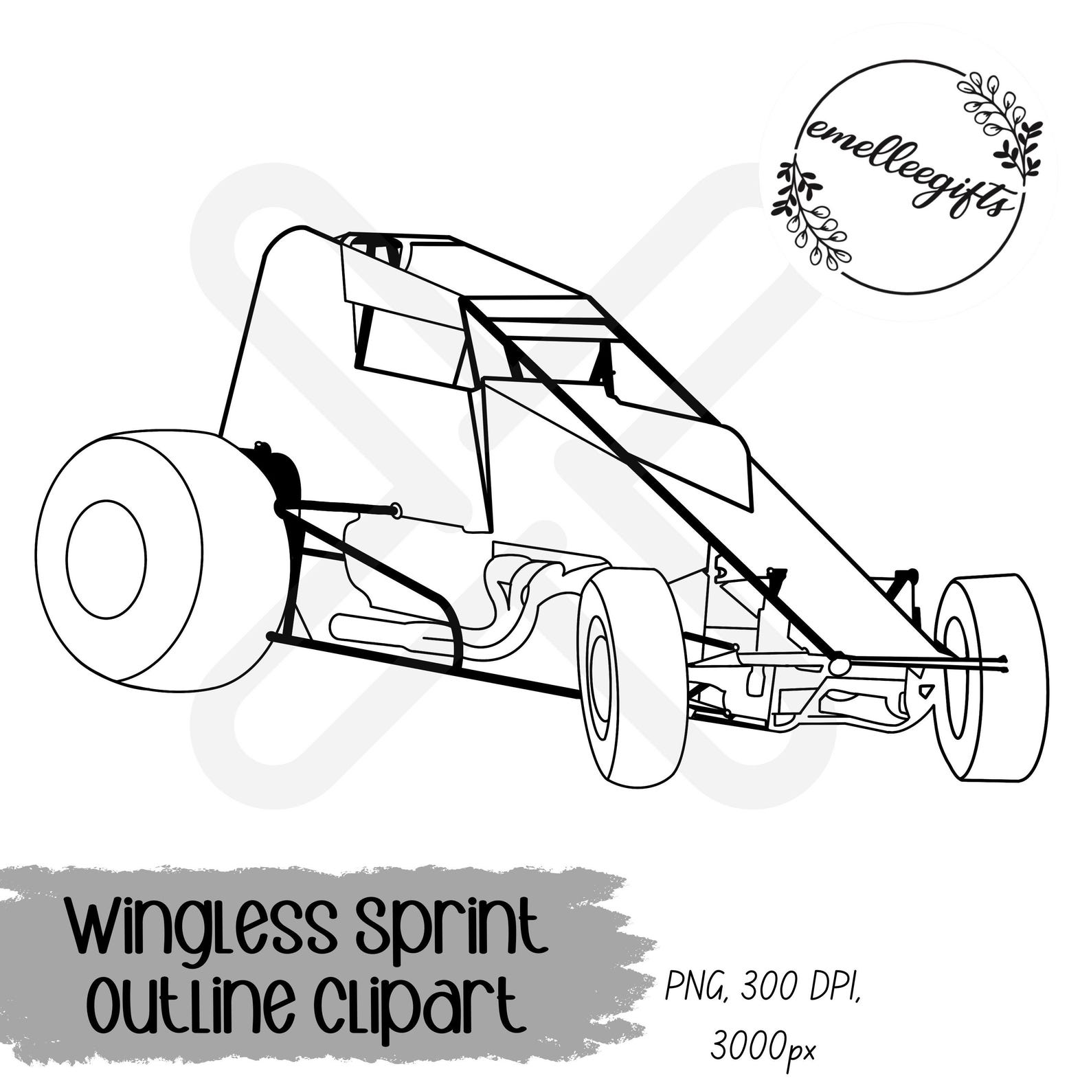 Wingless Sprint Clipart ~ Dirt Oval Racing ~ Race Clipart ~ Sprint Car ...