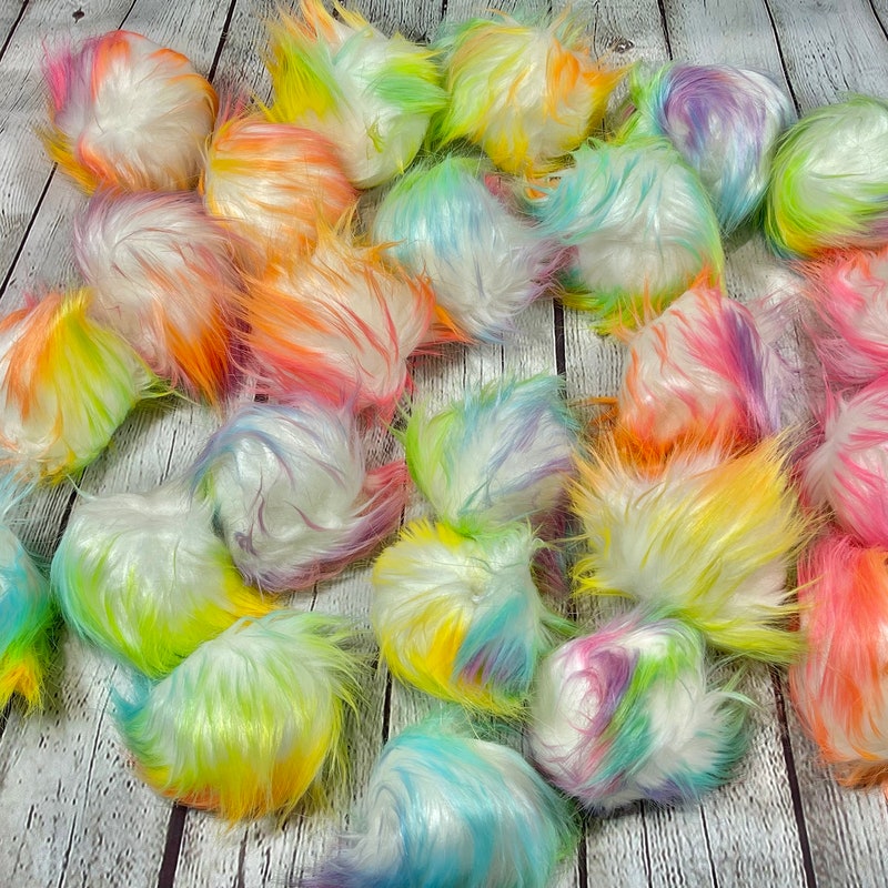 Rainbow Pom Poms - Etsy