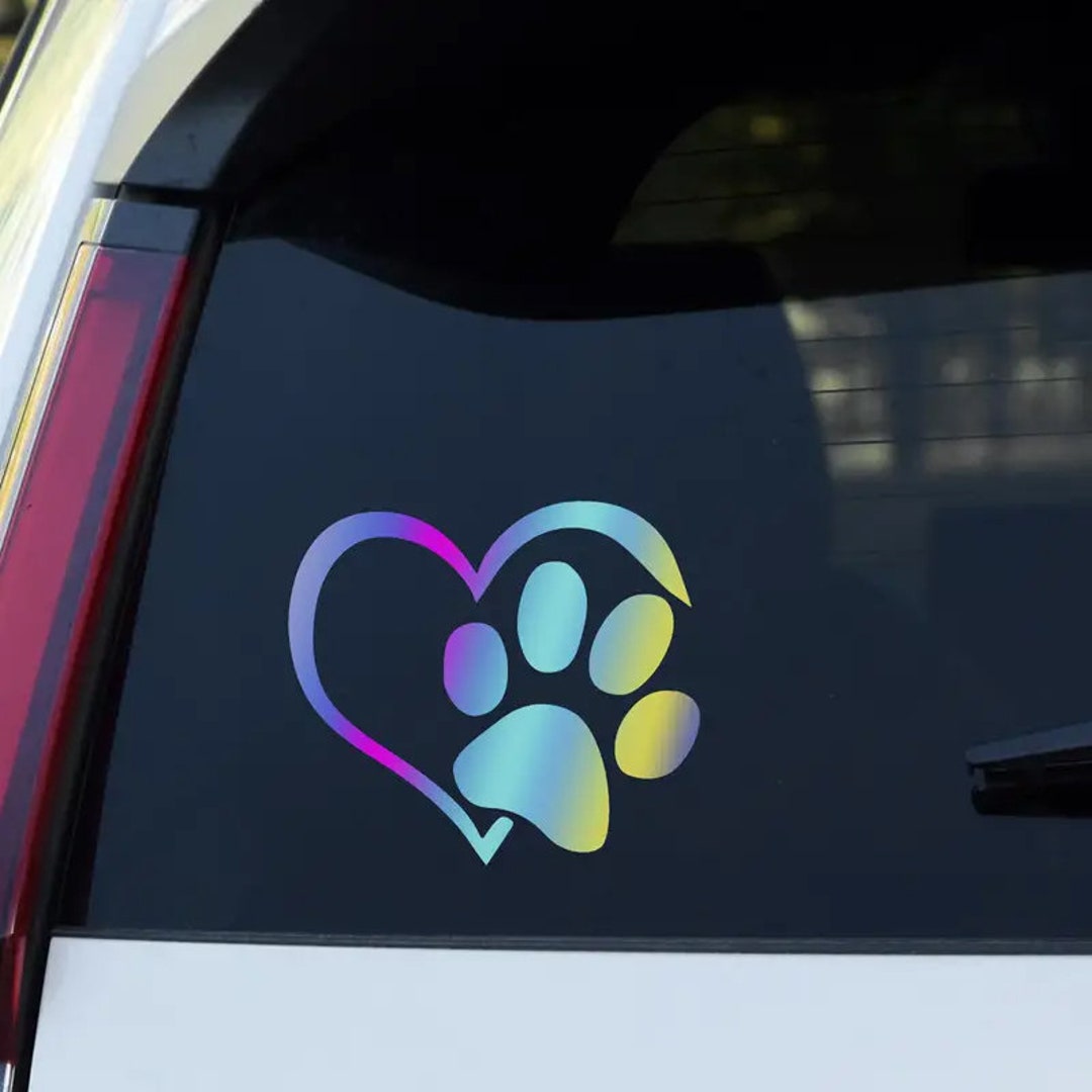Paw Print Heart Decal ~ Paw Print Car Decal ~ Paw Print Heart Car ...