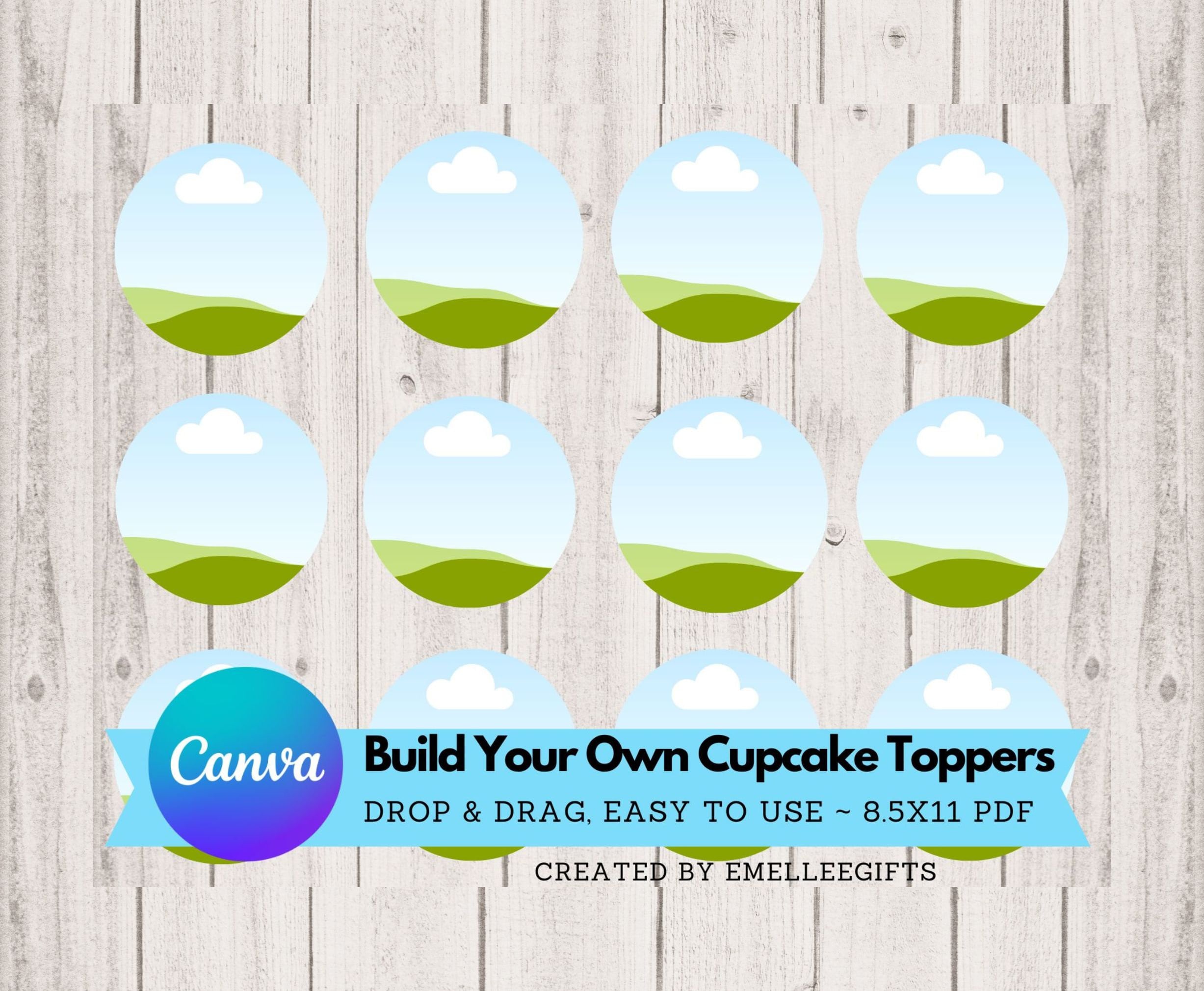 Cupcake Topper Template ~ Canva Template ~ Build Your Own Cupcake ...
