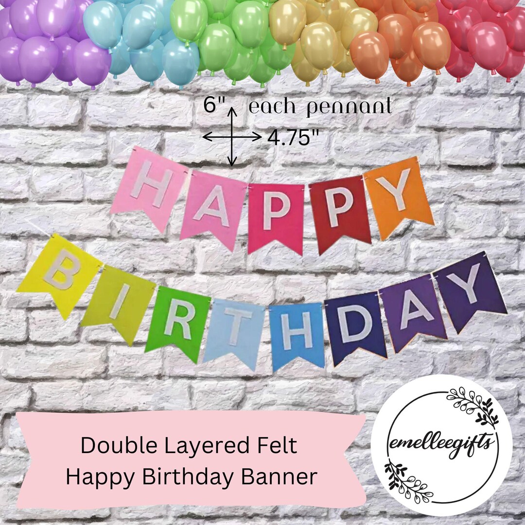 Happy Birthday Banner ~ Birthday Party Banner ~ Felt Banner ~ Happy ...