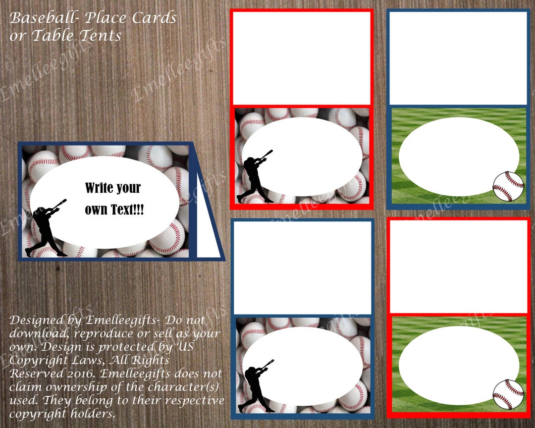 Baseball Place Cards or Table Tents INSTANT DOWNLOAD - Etsy