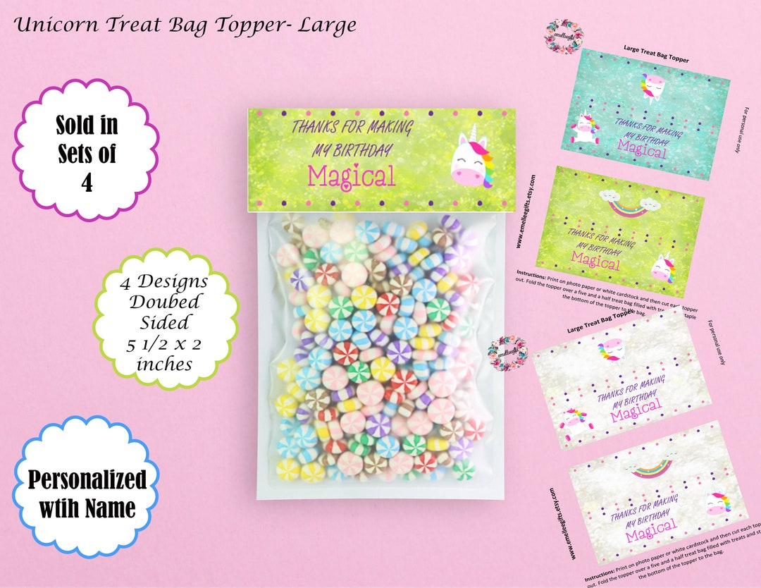 Unicorn Treat Bag Toppers ~ Unicorn Treat Bags ~ Unicorn Favor Bag ...