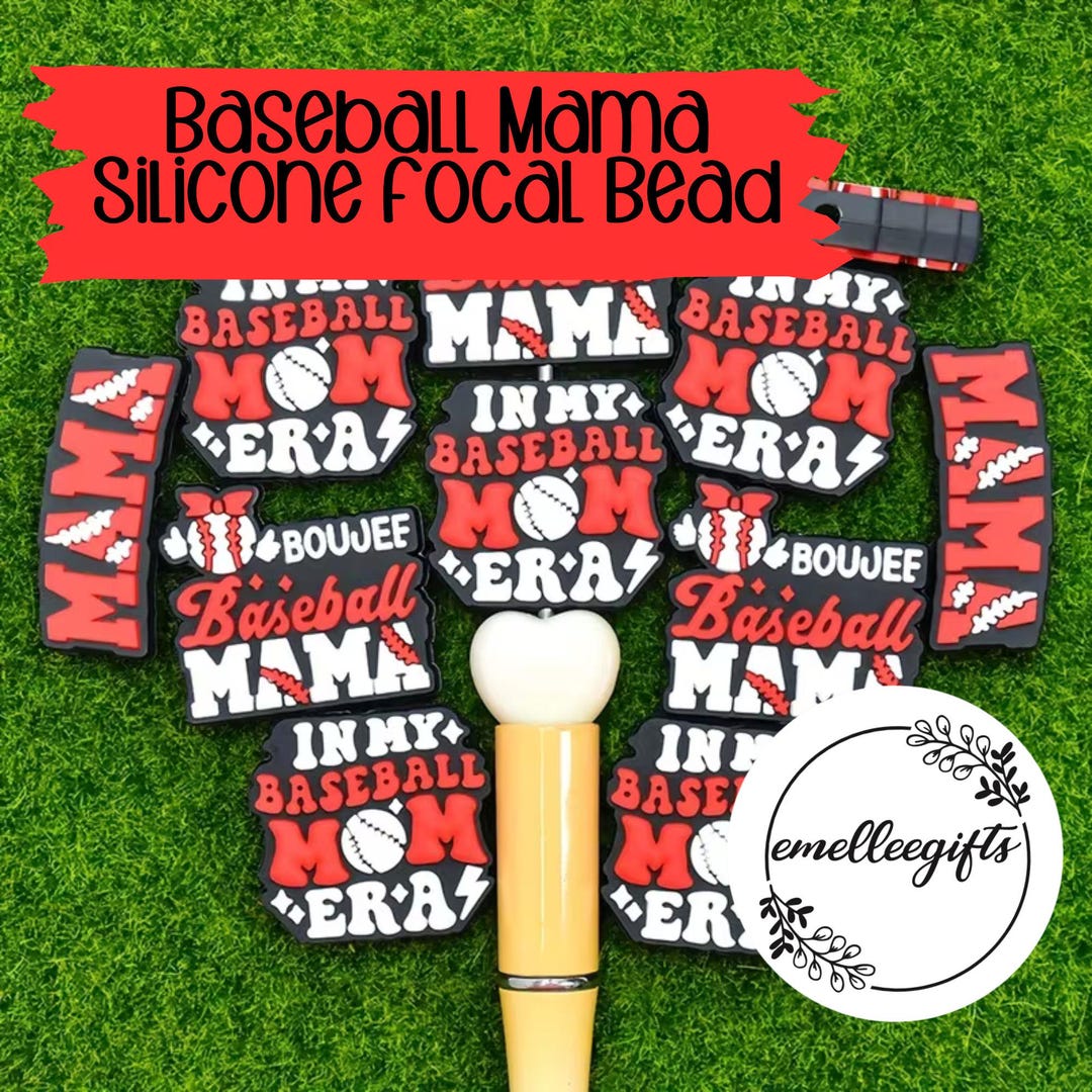 Silicone Baseball Mama Bead ~ Pen Beads ~ Wristlet Bead - Etsy