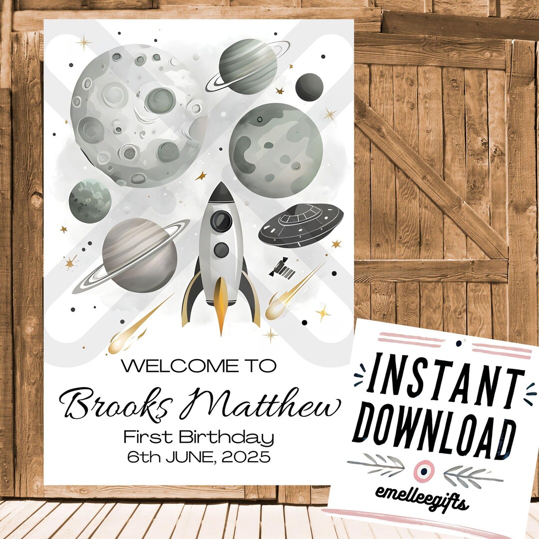 Welcome Easel Sign for Space Party ~ Outerspace Baby Shower ...